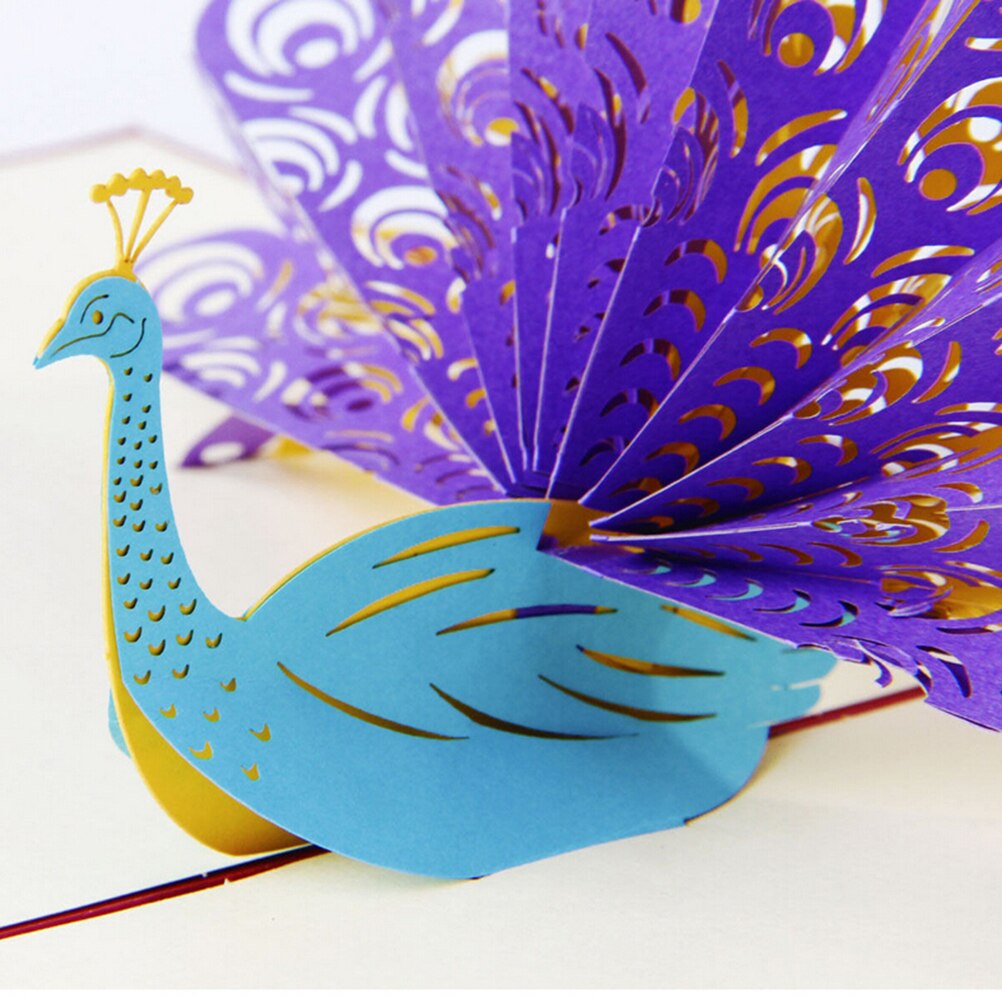 1Pcs Animals Peacock Greeting Card 3D Pop up Birth... – Grandado