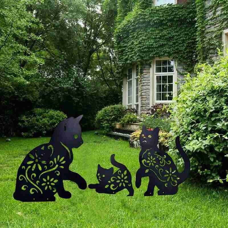 Cat Yard Art Garden Statues Backyard Lawn Stakes M... – Grandado