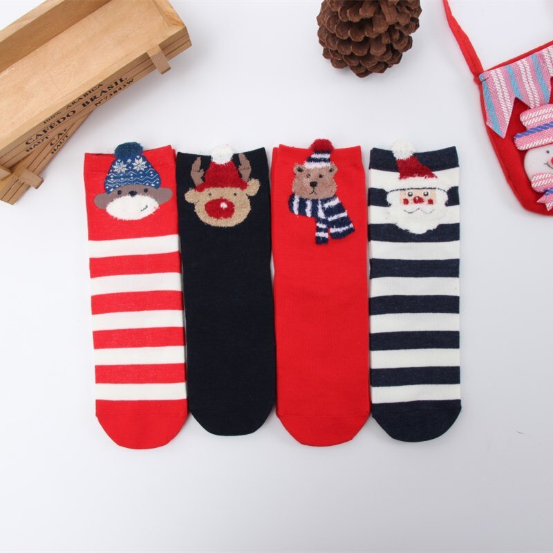 4Pair Mixed Colors Christmas Socks Colored Cotton ... – Vicedeal