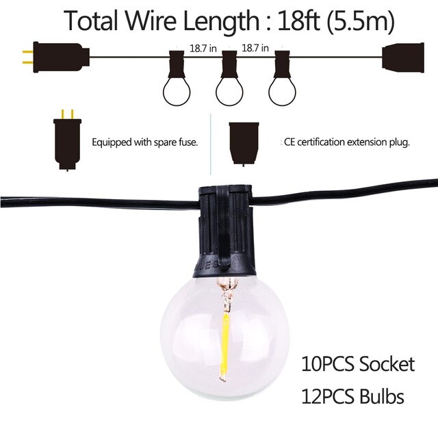 G40 1W LED String Lights 18Ft/26Ft LED Globe Bulbs... – Vicedeal