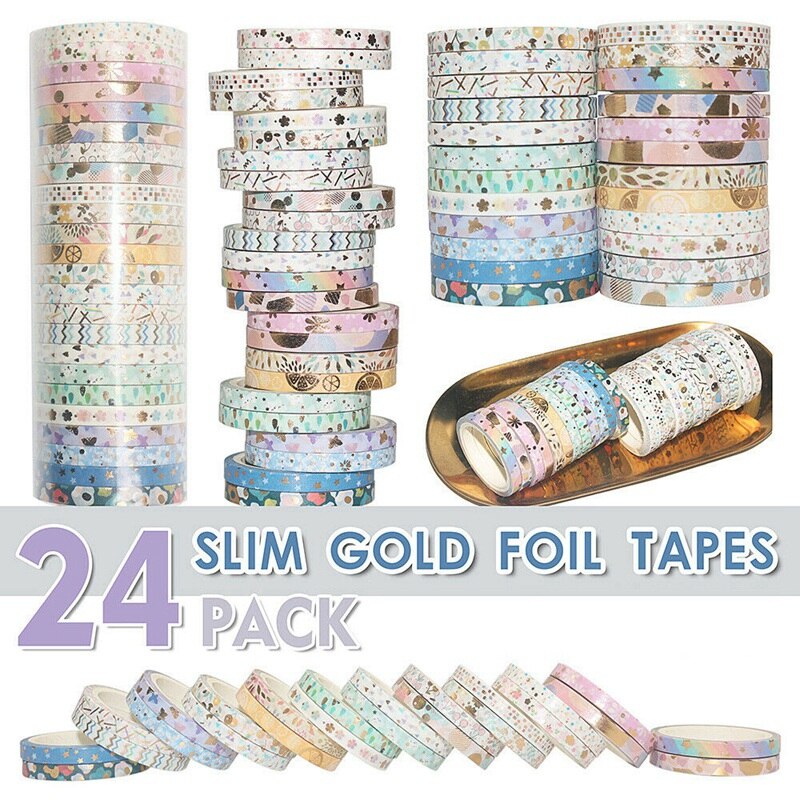 24 Rolls Washi Tape Sticker Scrapbooking Adhesive ... – Grandado
