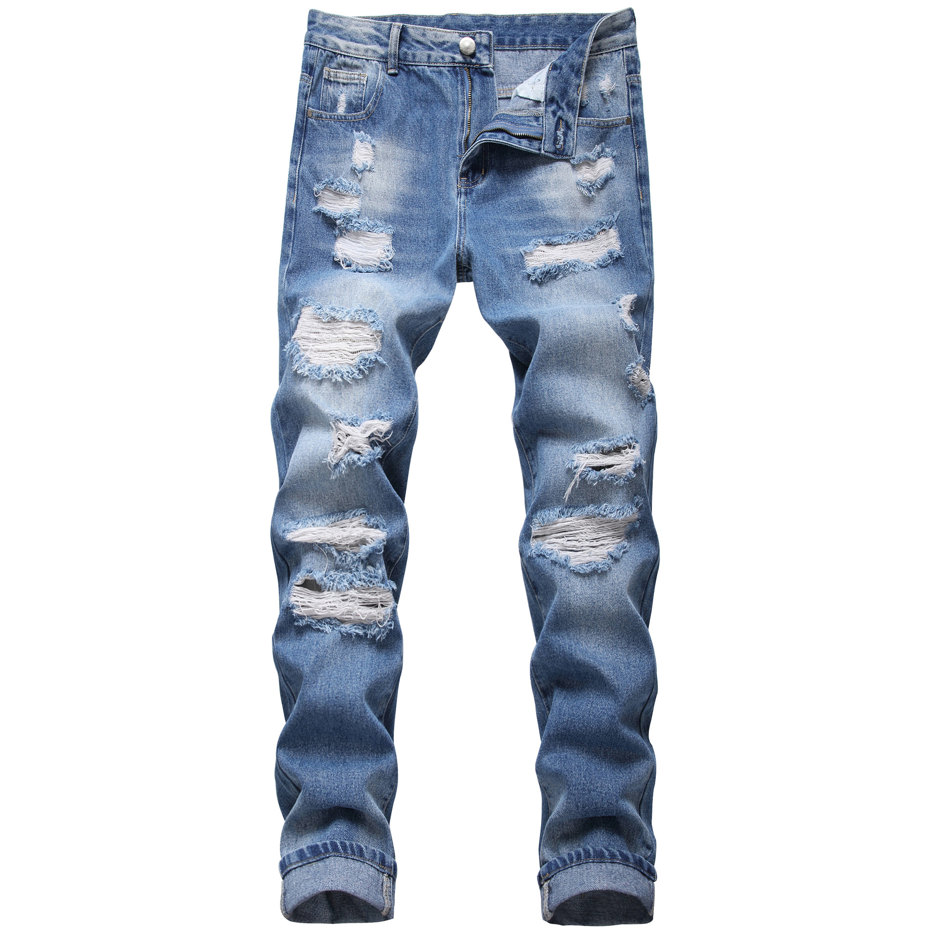 Pantalones vaqueros rasgados azules para hombre, J... – Grandado