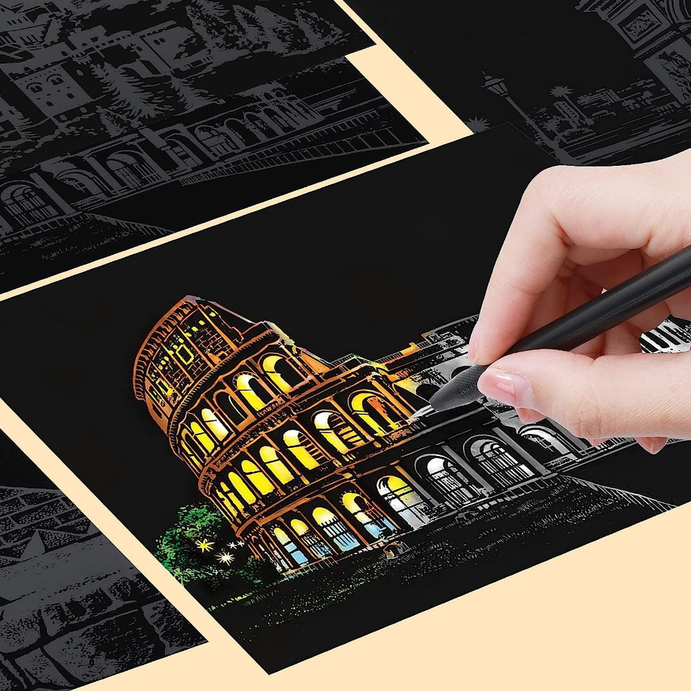 4Pcs Children DIY Night Scene Art Scratch Painting... – Grandado