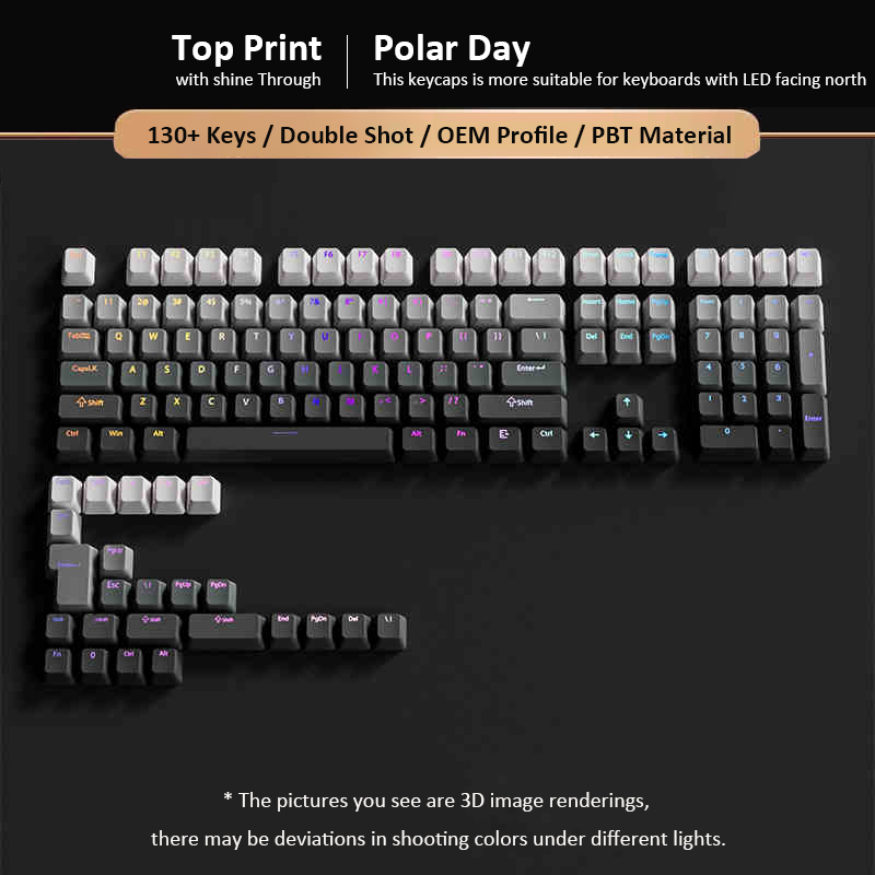 130 Keys Gradient Purple RGB Backlit Double Shot P... – Vicedeal