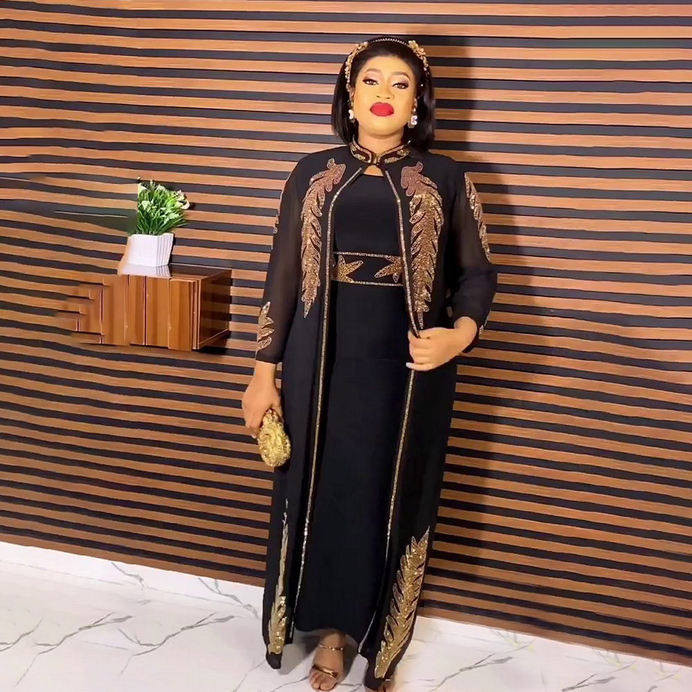 African Expensive luxury robe long sleeve front an... – Grandado