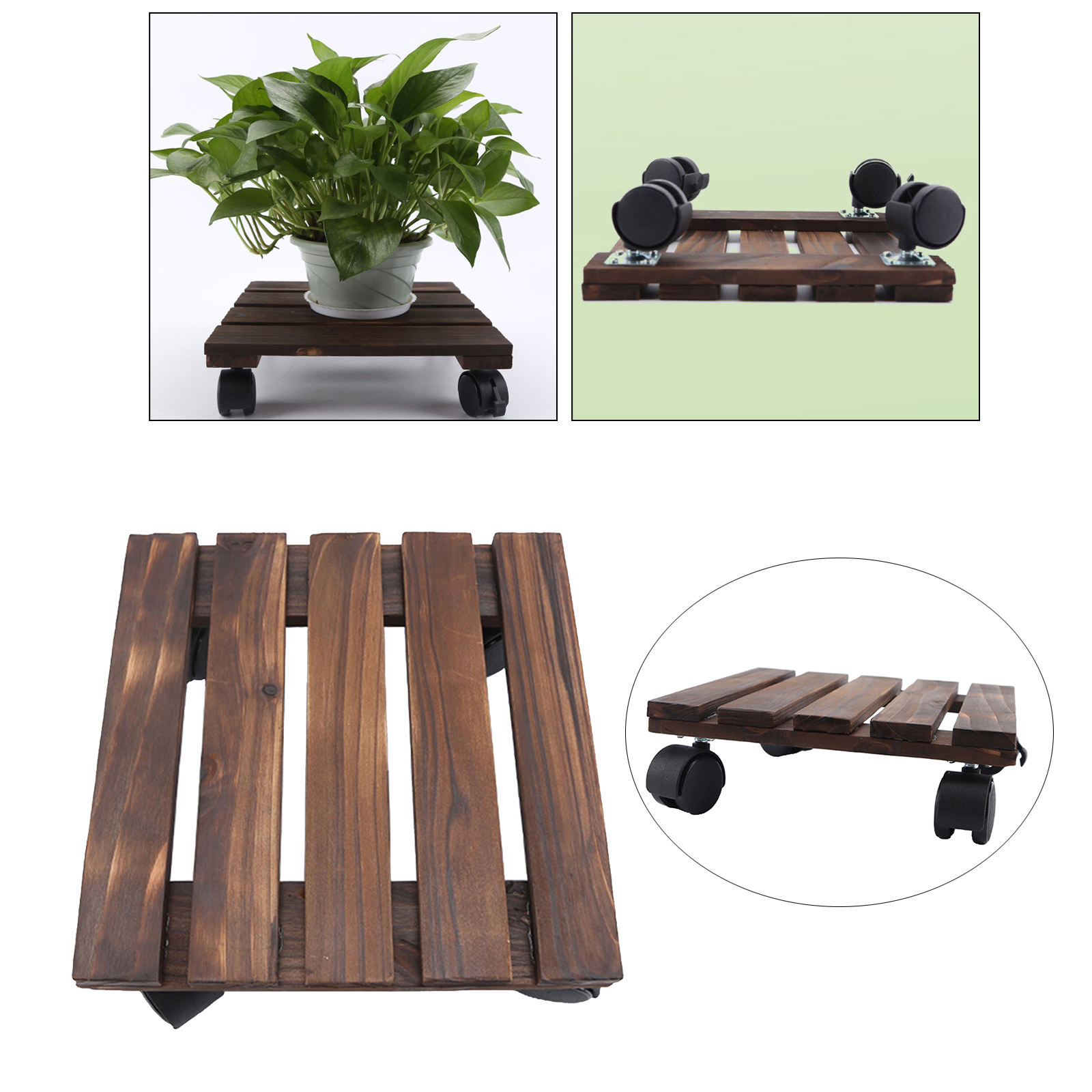 Square Planter Trolley Stand with Lockable Rollers... – Grandado
