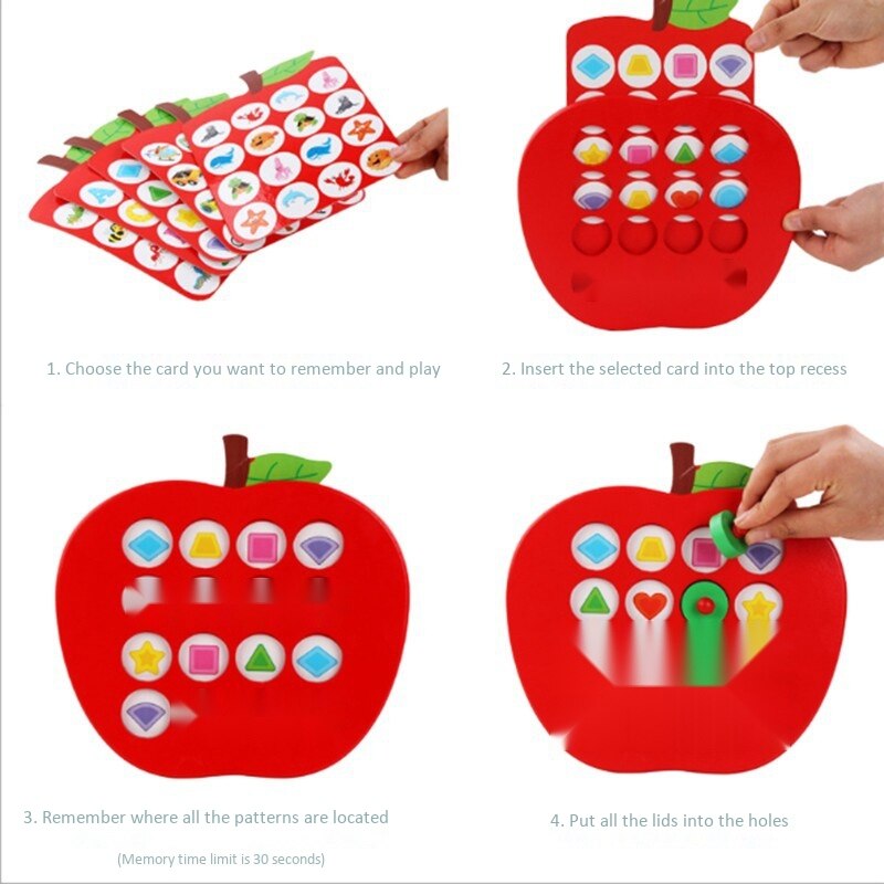 Kids Wooden Apple Memory Game Early Education 3D P... – Grandado