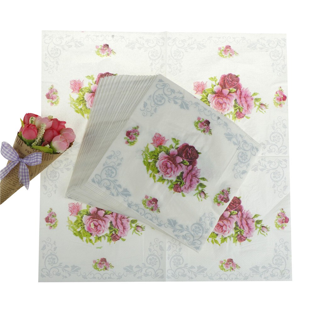 30X30Cm 20Pcs Rose Bloem Papier Servet Tissue Serv... – Grandado
