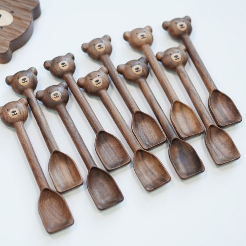 1pc Wooden Spoon Cute Animal Walnut Coffee Spoon C... – Vicedeal