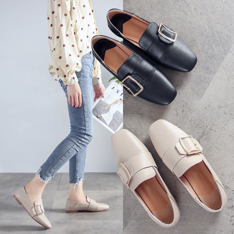 spring autumn flat single shoes women 34-41 square... – Grandado