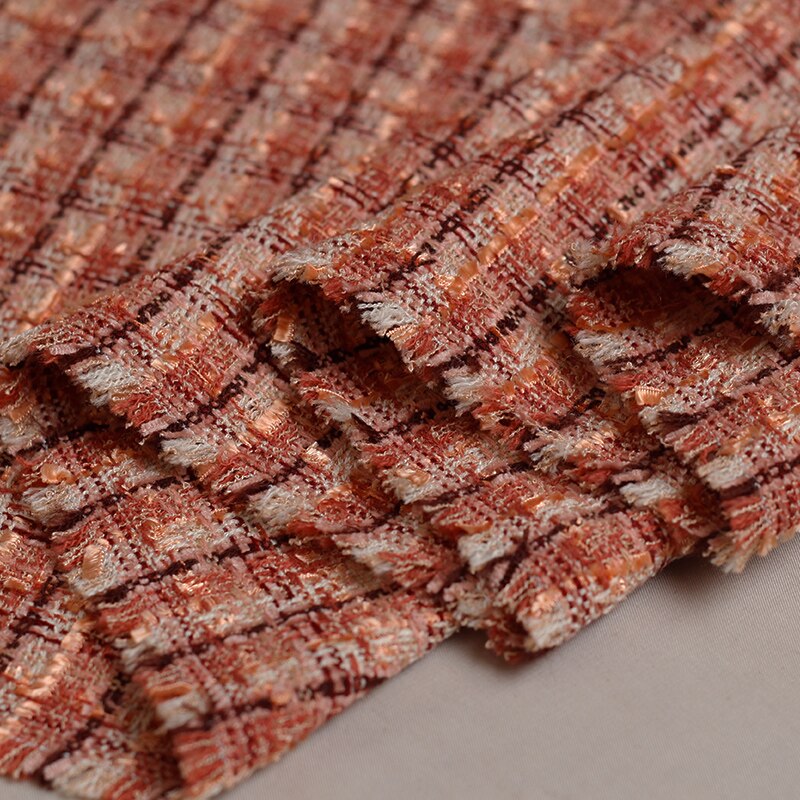Pearlsilk France Orange Pink Tweed Fabrics Autumn ... – Vicedeal