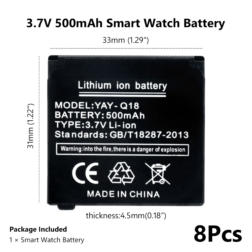 POSTHUMAN For Q18 Smart Watch 500mAh 3.7V Recharge... – Grandado