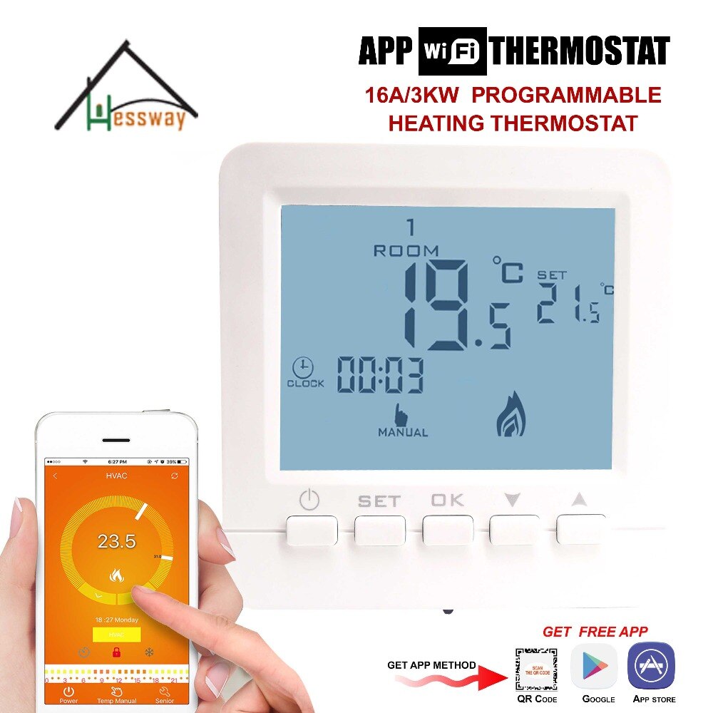 16A 3KW APP IOS Android floor heating thermostat w... – Grandado