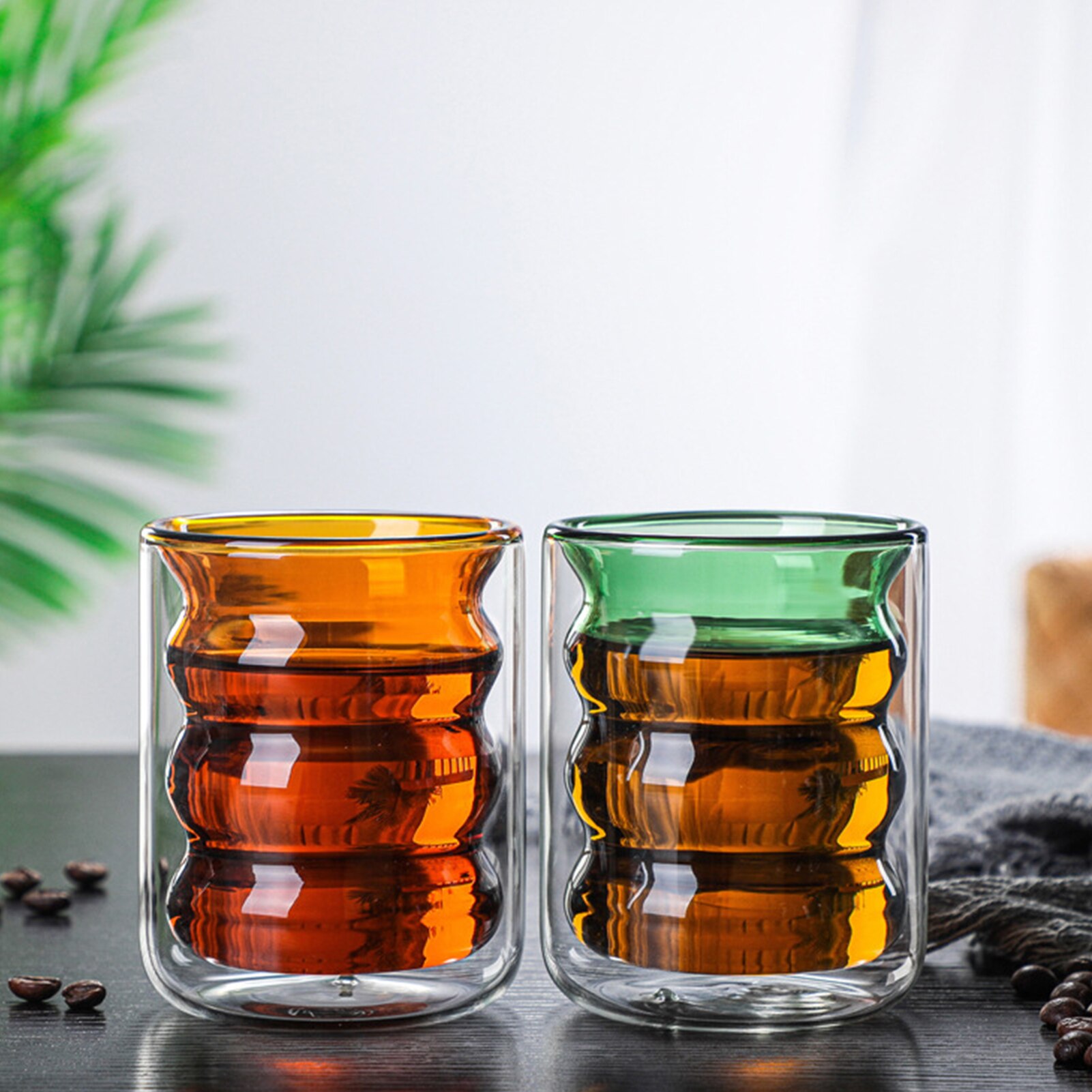 200ml Colored Thread Coffee Glass Cup Double Wall ... – Vicedeal