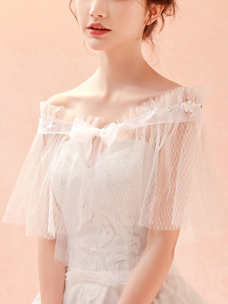 Women Polka Dot Sheer Lace Ruffle Off the Shoulder... – Grandado