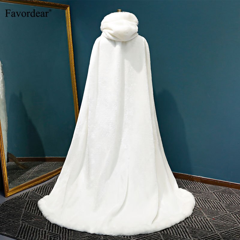 Favordear lady's pure white winter long warm weddi... – Grandado
