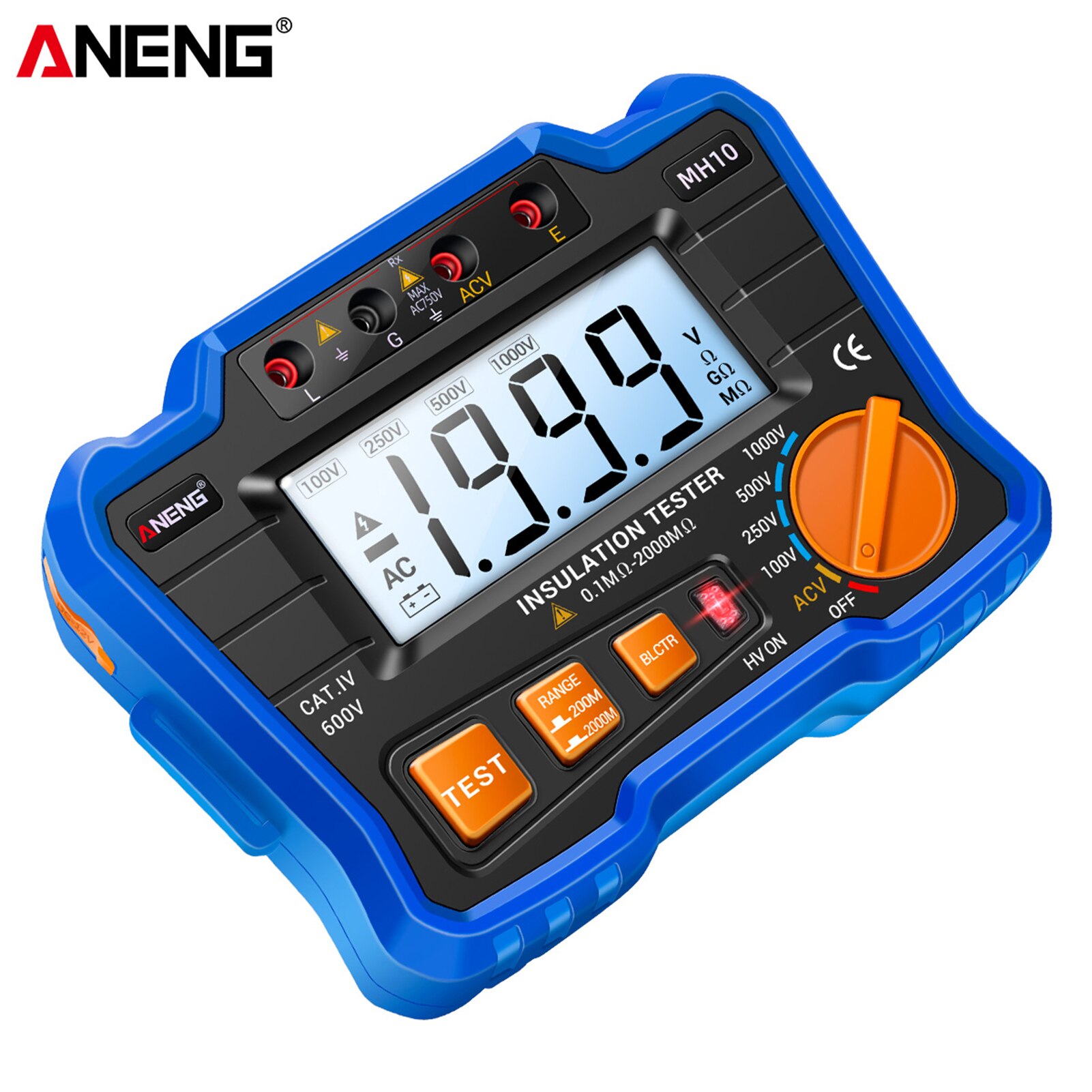 Digital Insulation Resistance Tester 0.1MΩ-2000MΩ ... – Vicedeal
