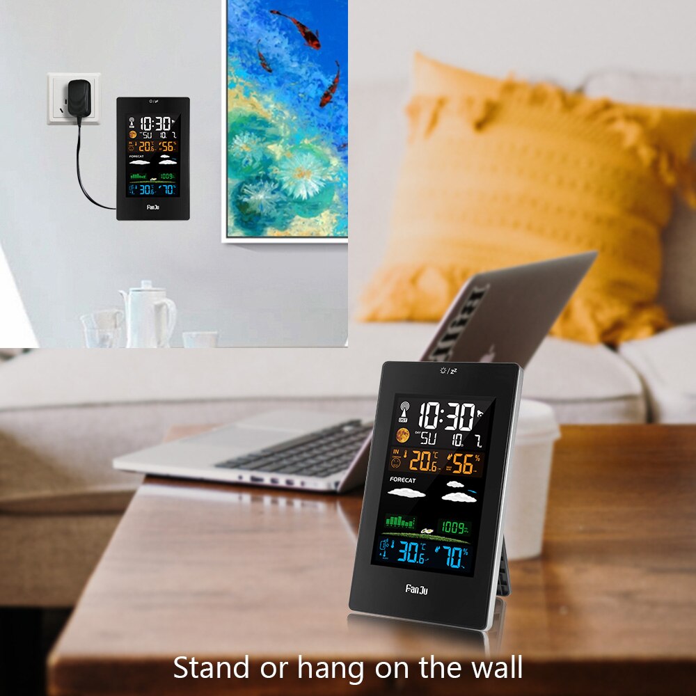 FanJu FJ3389 Wall Clock Color Weather Station LCD ... – Grandado