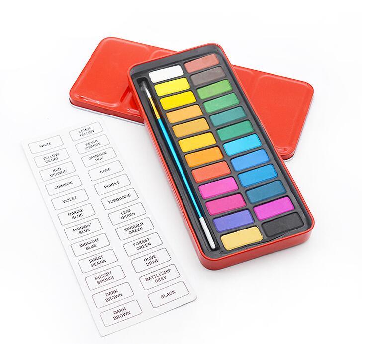 24 Color solid watercolors, water colors, painting... – Vicedeal