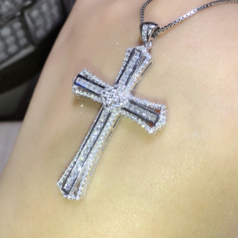 Micro Inlay Rhinestone Cross Pendant Necklace Coup... – Grandado