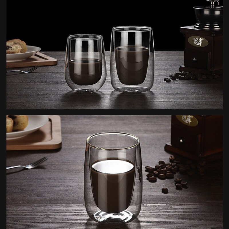 180ml 250ml Transparent Glass Coffee Cups Double-l... – Grandado
