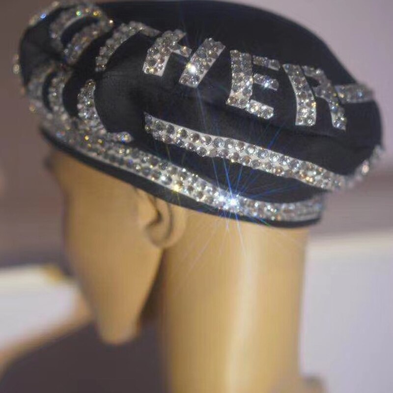 black Shiny Rhinestones Hat Crystal Cap Bar Nightc... – Vicedeal
