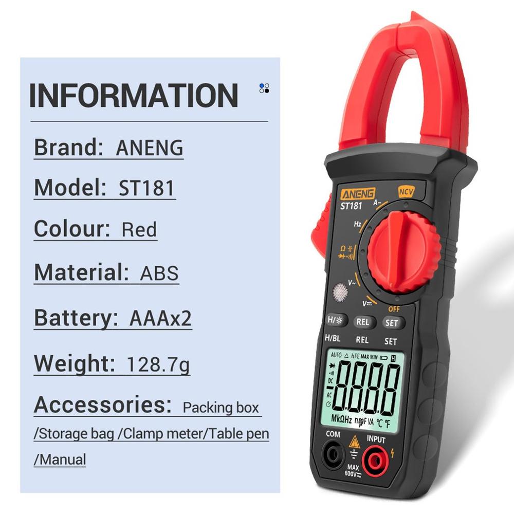 ST181 Digital Clamp Meter DC/AC Strom 4000 Zählt M... – Vicedeal