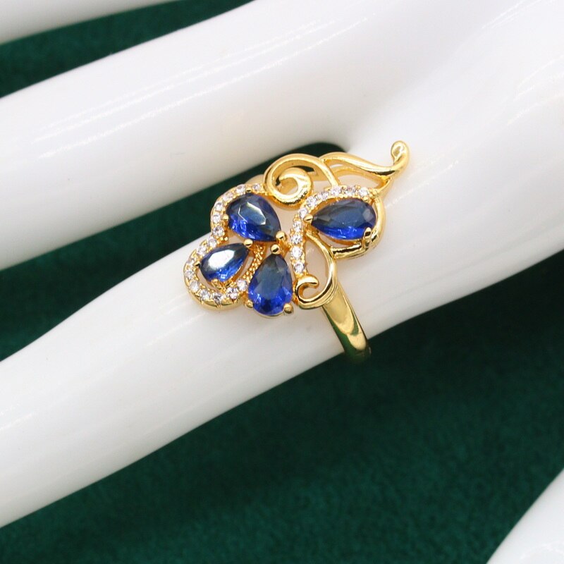 Distinctive Royal Blue Zircon Gold Color Jewelry S... – Grandado