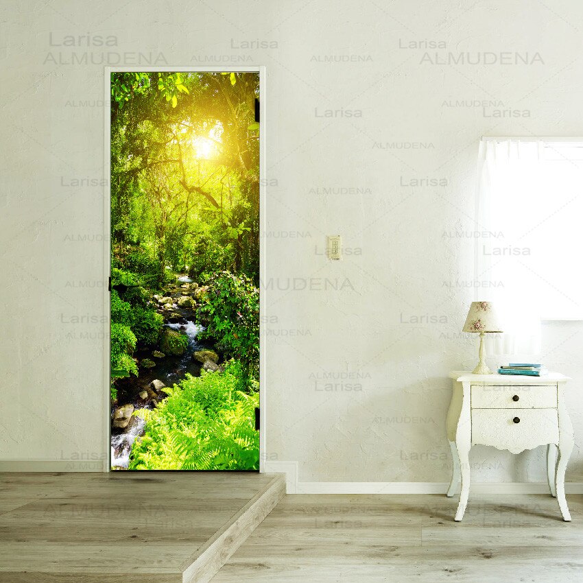 DIY Door Sticker Sunrise Forest Landscape Decals M... – Grandado