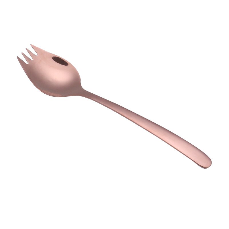 5 Colors Spoon Fork Long Handle Salad Spoon Reusab... – Grandado