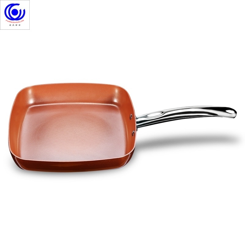 Non-stick Copper Square Frying Pan Skillet with Ce... – Grandado