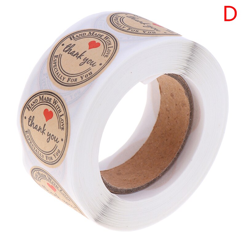 500 Labels/Roll Ronde Natuurlijke Kraft Dank U Sti... – Grandado