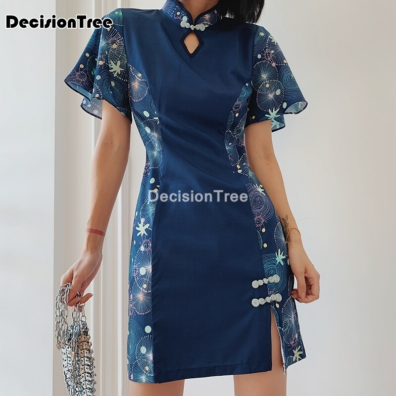 cheongsam dress flower print women cheongsam sexy ... – Grandado