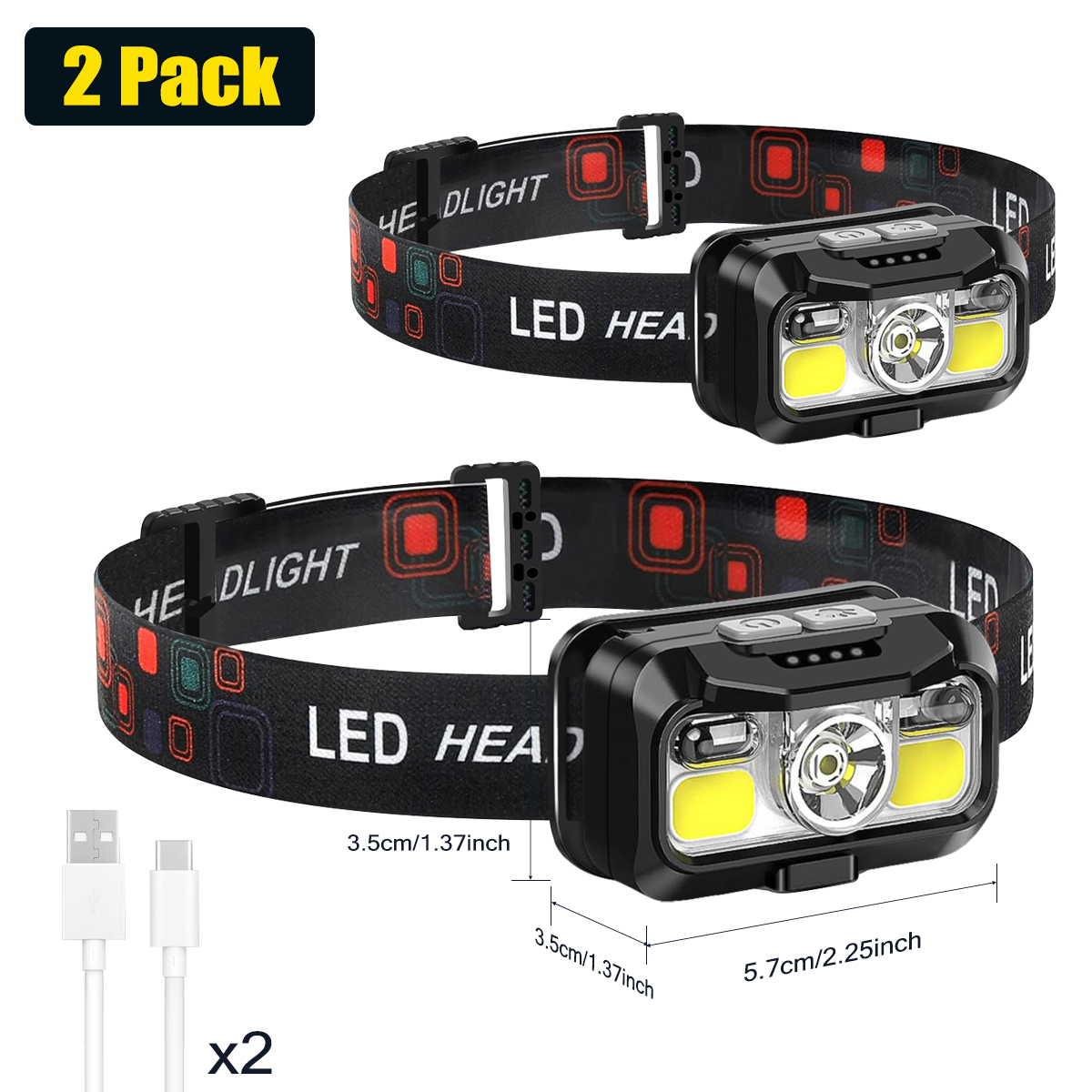 Rechargeable Headlamp 1200 Lumen Super Bright Moti... – Grandado