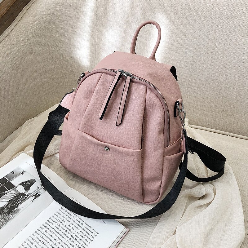 Women White Leather Backpack Female Shoulder Bag w... – Grandado