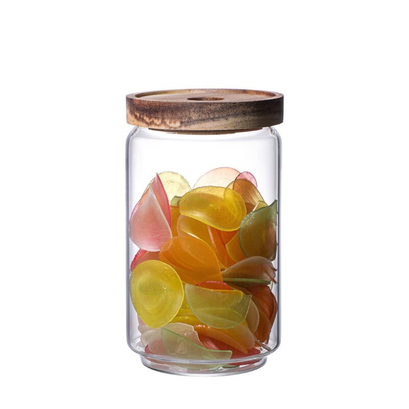 750ml Acacia Wood Glass Storage Jar with Lid Trans... – Grandado