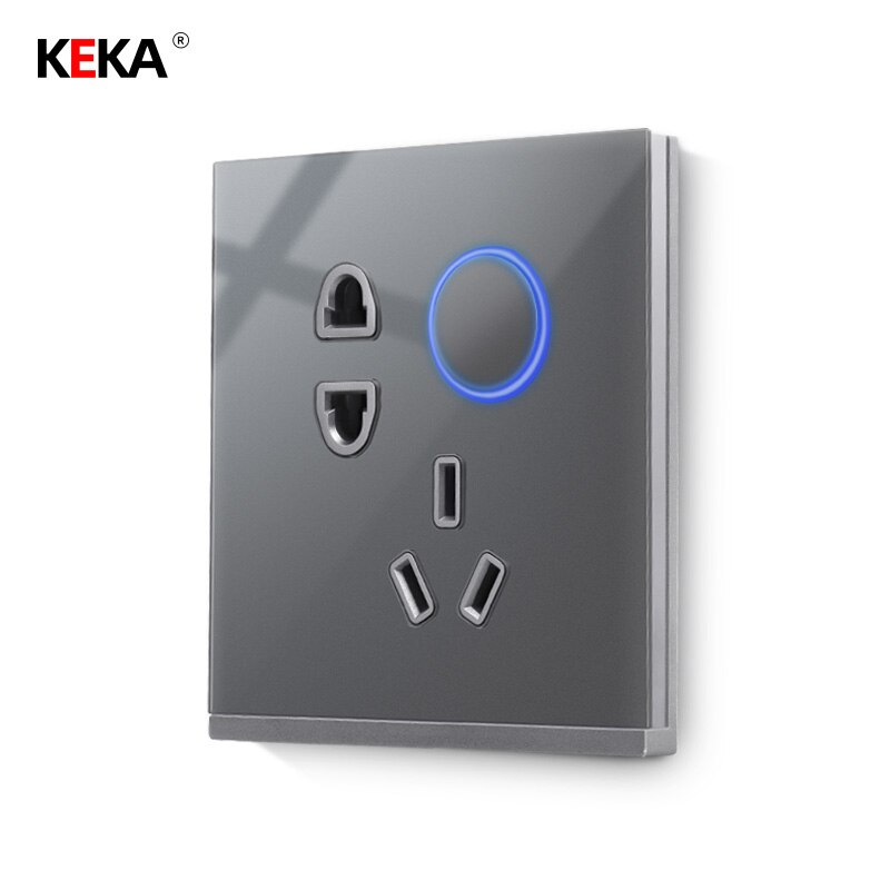 KEKA 4-color tempered glass wall type 86 LED socke... – Grandado