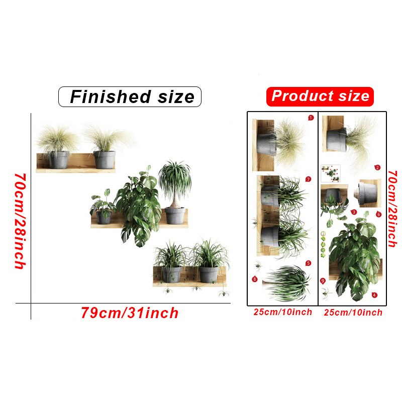 Multi style Small potted Plants Removable Wall Sti... – Grandado