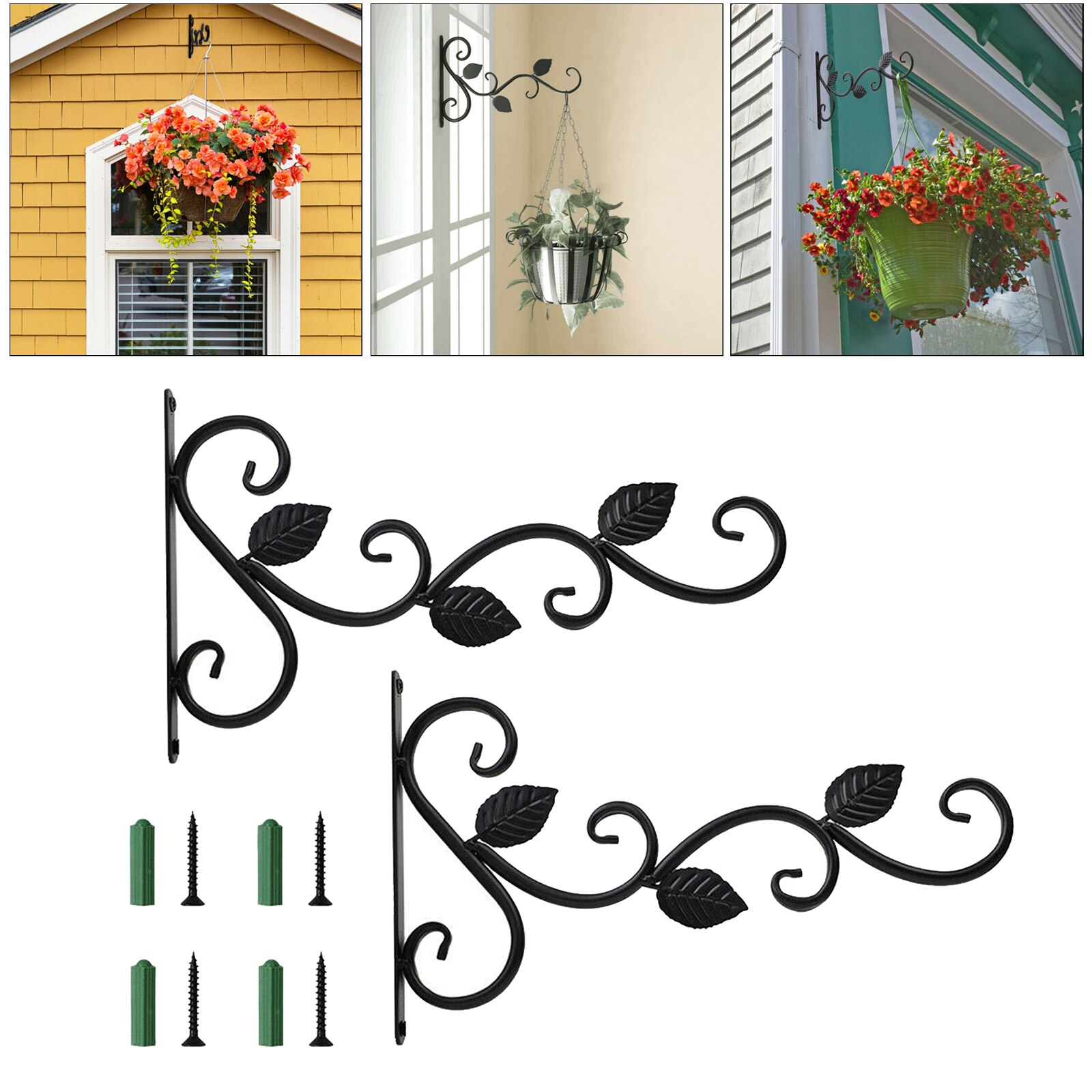 Hanging Basket Brackets Leaf Shape Hanger Flowerpo... – Grandado