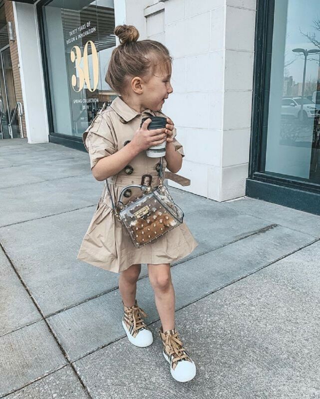 Stylish Kid Baby Girl Short Sleeve Trench Clothing... – Grandado