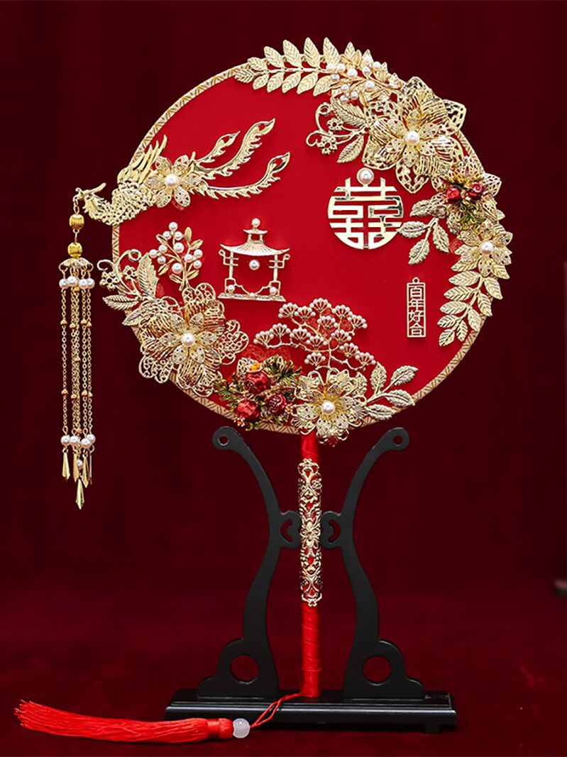 Round fan married the bride bouquet of Chinese sty... – Grandado