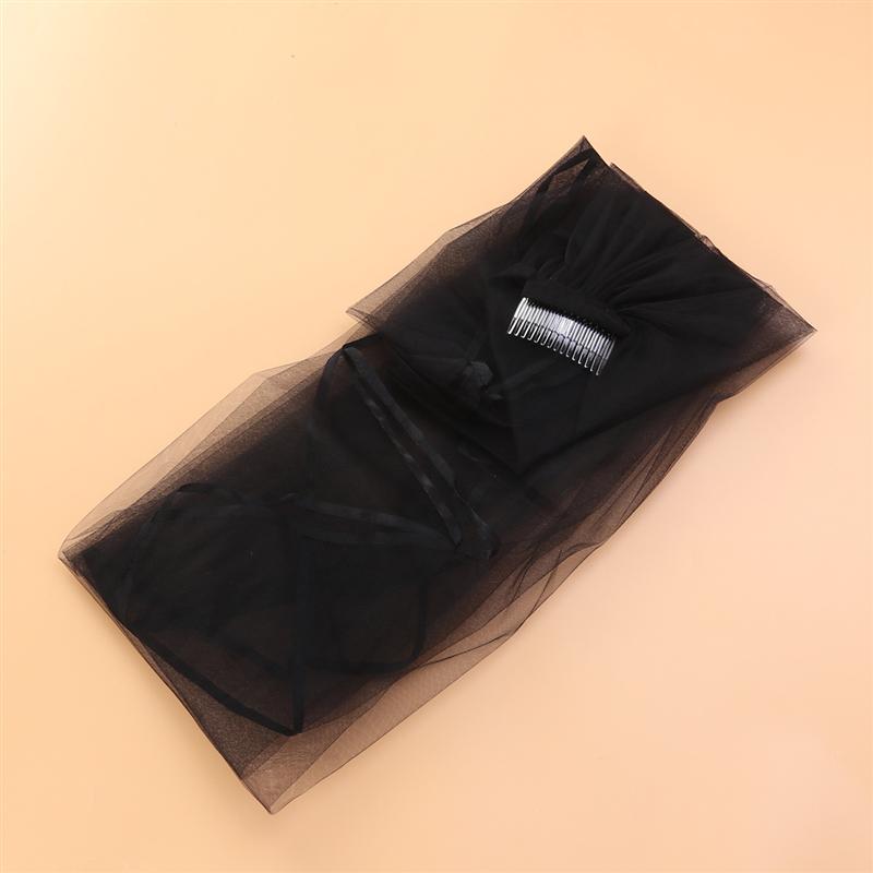Black Wedding Veil with Ribbon Edge Short Bridal W... – Grandado