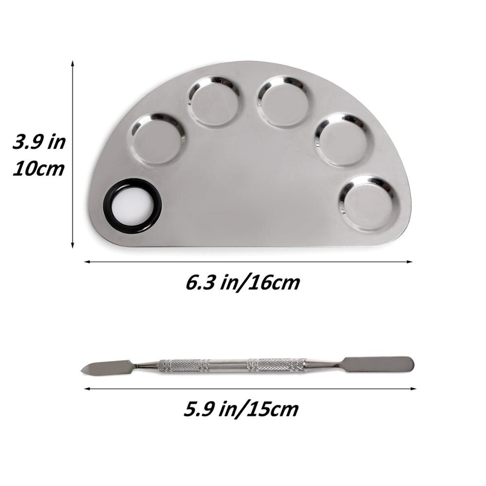 5 Round Wells Semicircle Paint Palette Stainless S... – Vicedeal
