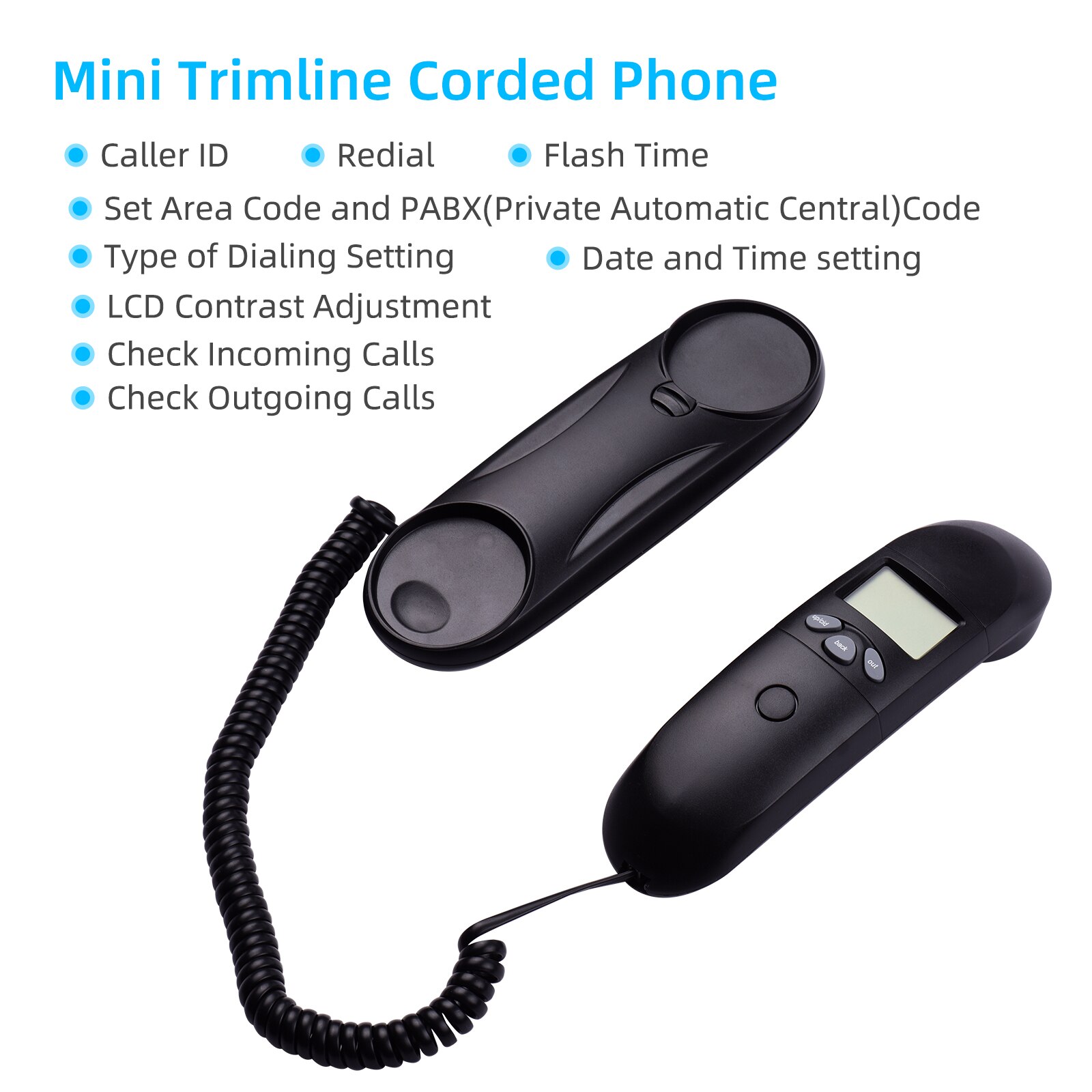 Schwarz Mini Trimline Schnur Telefon Fest Telefon ... – Vicedeal