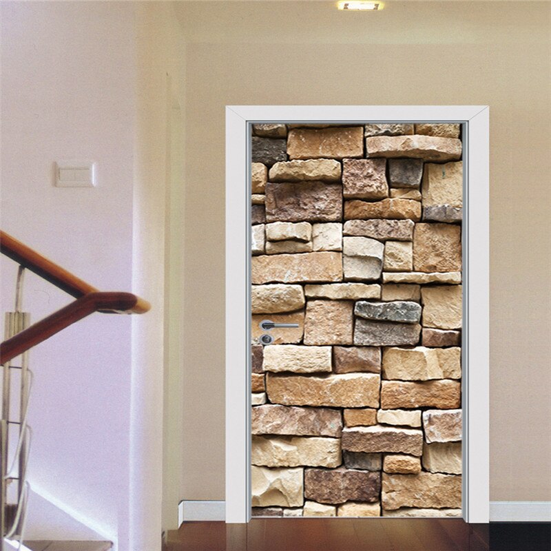 Funny Rock Texture 3D View Door Decoration Sticker... – Grandado
