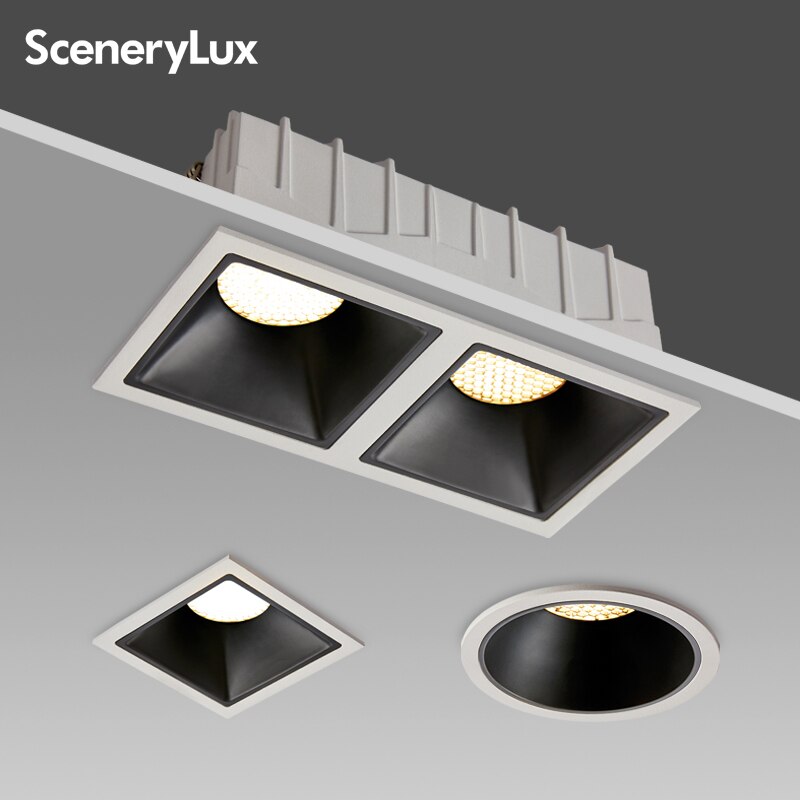 Led downlight square cob spotlight double head emb... – Grandado