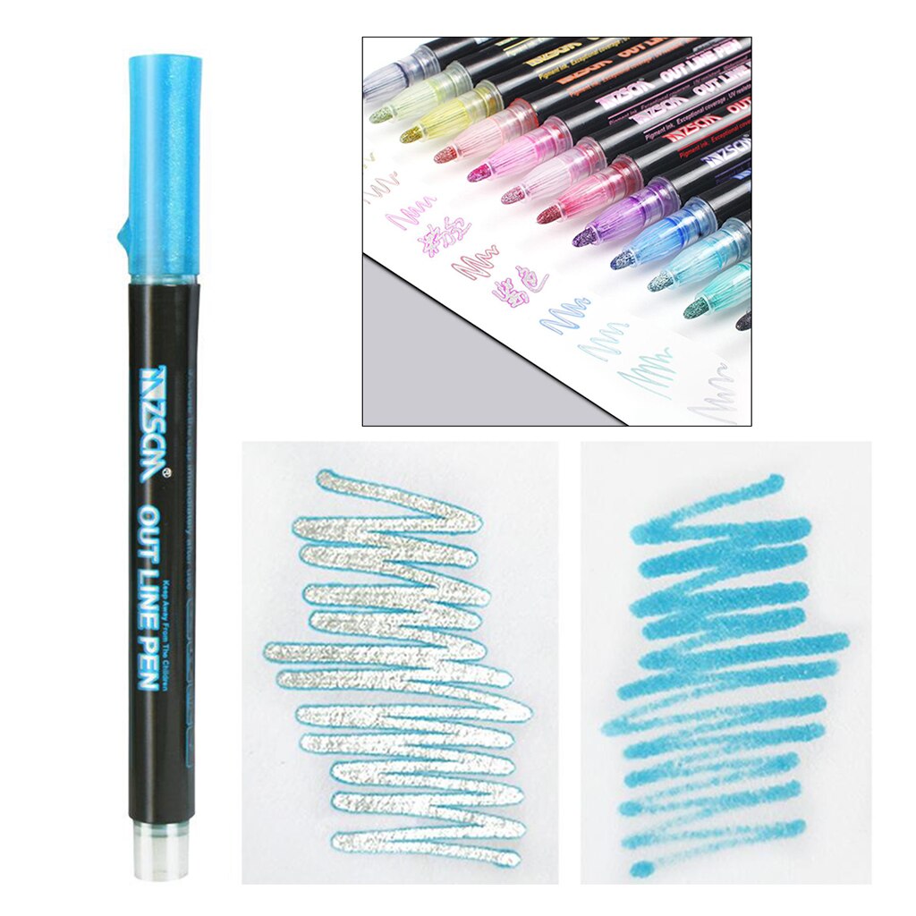 21-Color Double Line Outline Pens Metallic Journal... – Grandado