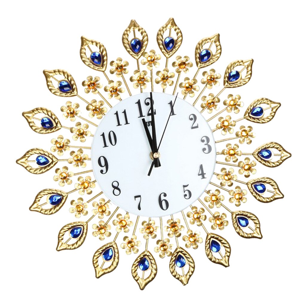 Large Wall Clock Peacock Crystal Diamond Clock For... – Grandado