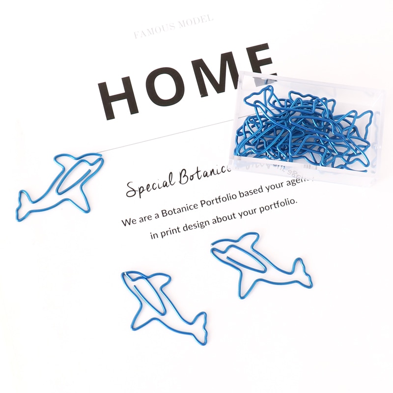 TUTU 15pcs/box Dolphin Shape Paper Clip Binder Cli... – Grandado