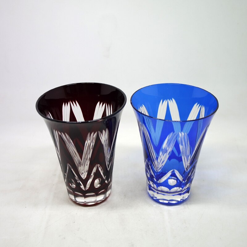 Popular Hand Cut Glass Cup Blue Wine Juice Glass C... – Grandado